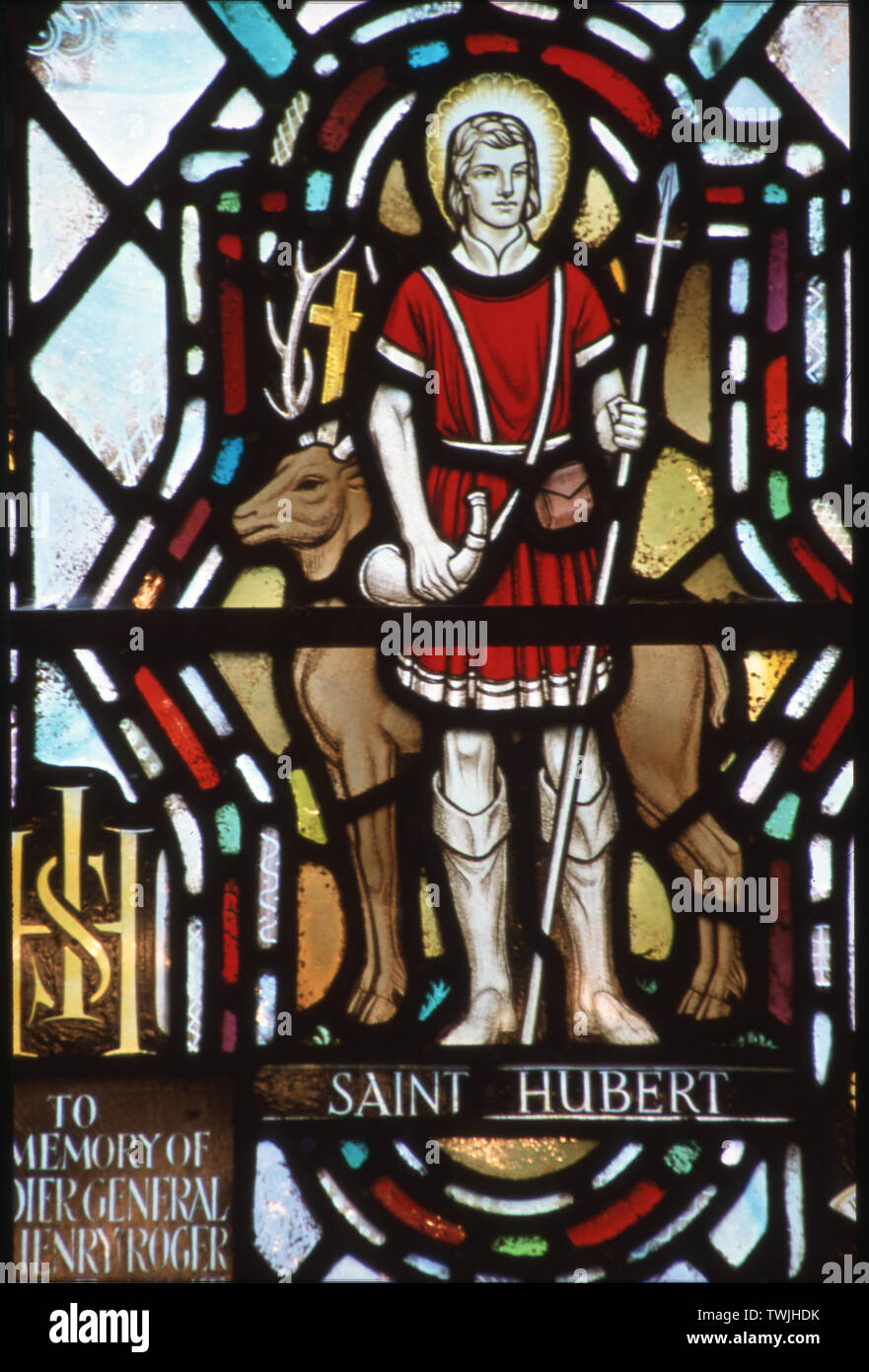 Stained glass window, art nouveau, arts and crafts, St Hubert, St Mary ...