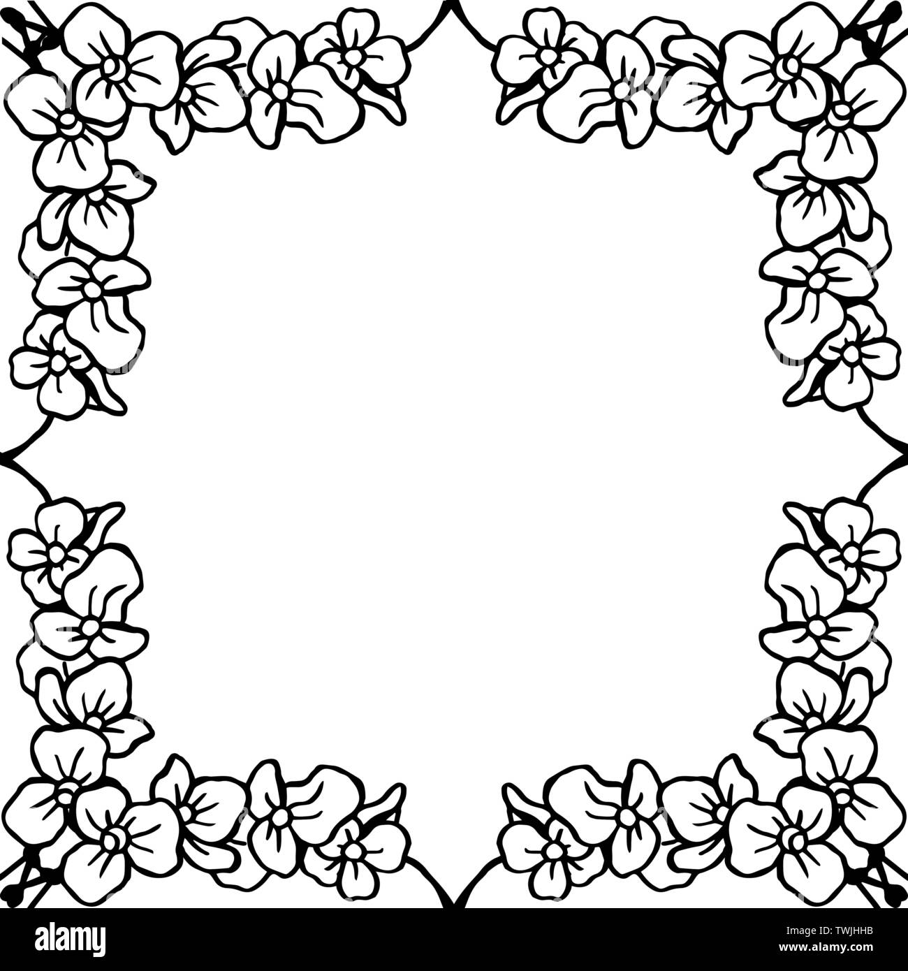 Vector illustration drawing flower frame for ornate art modern of hand ...