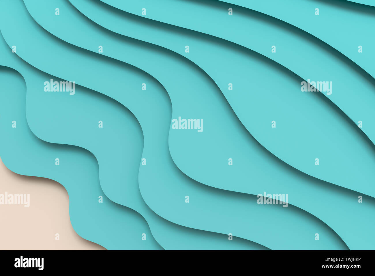 Three-dimensional rendering, curved cardboard light color background ...