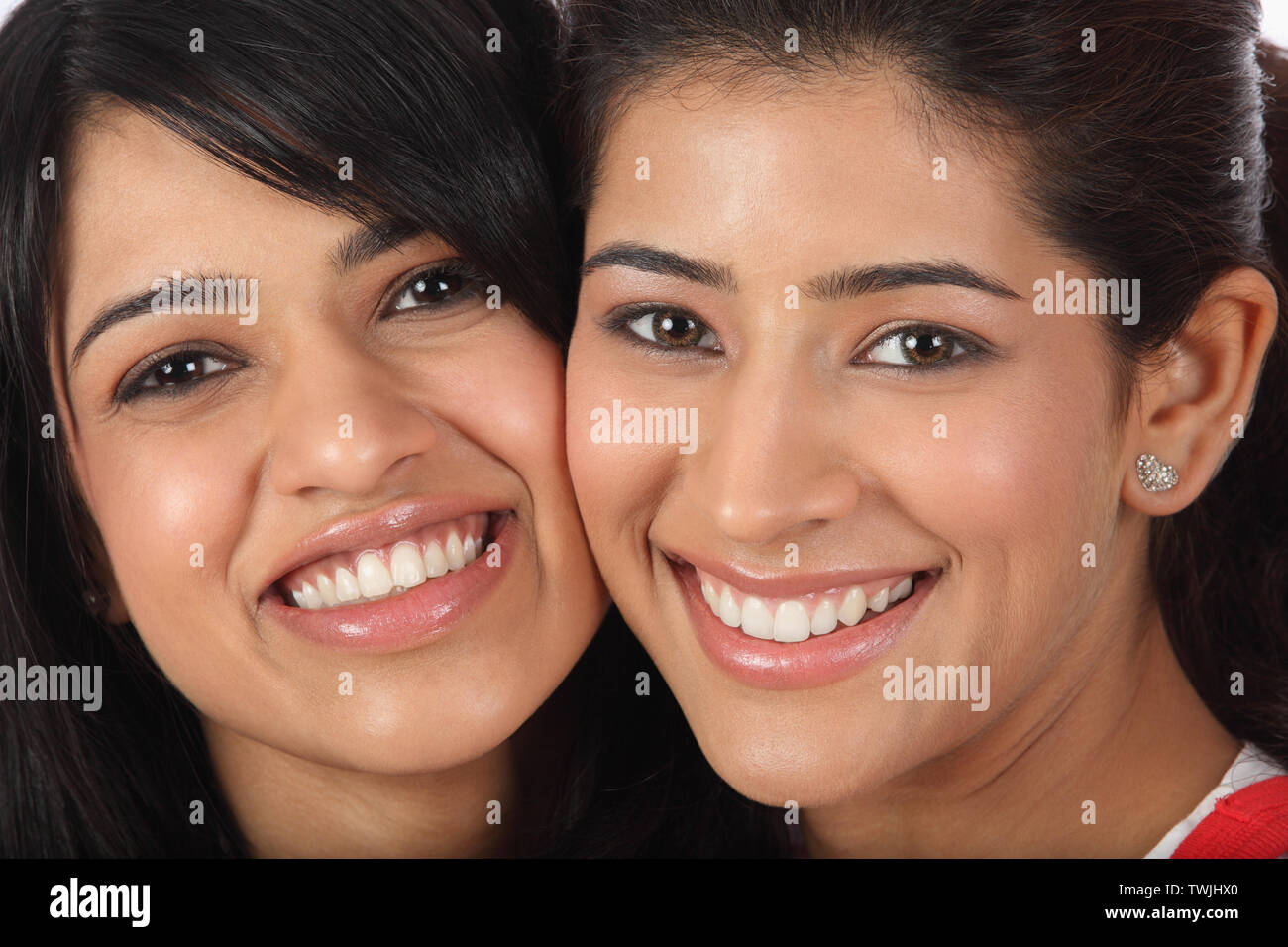 Portrait of two friends smiling Stock Photo - Alamy