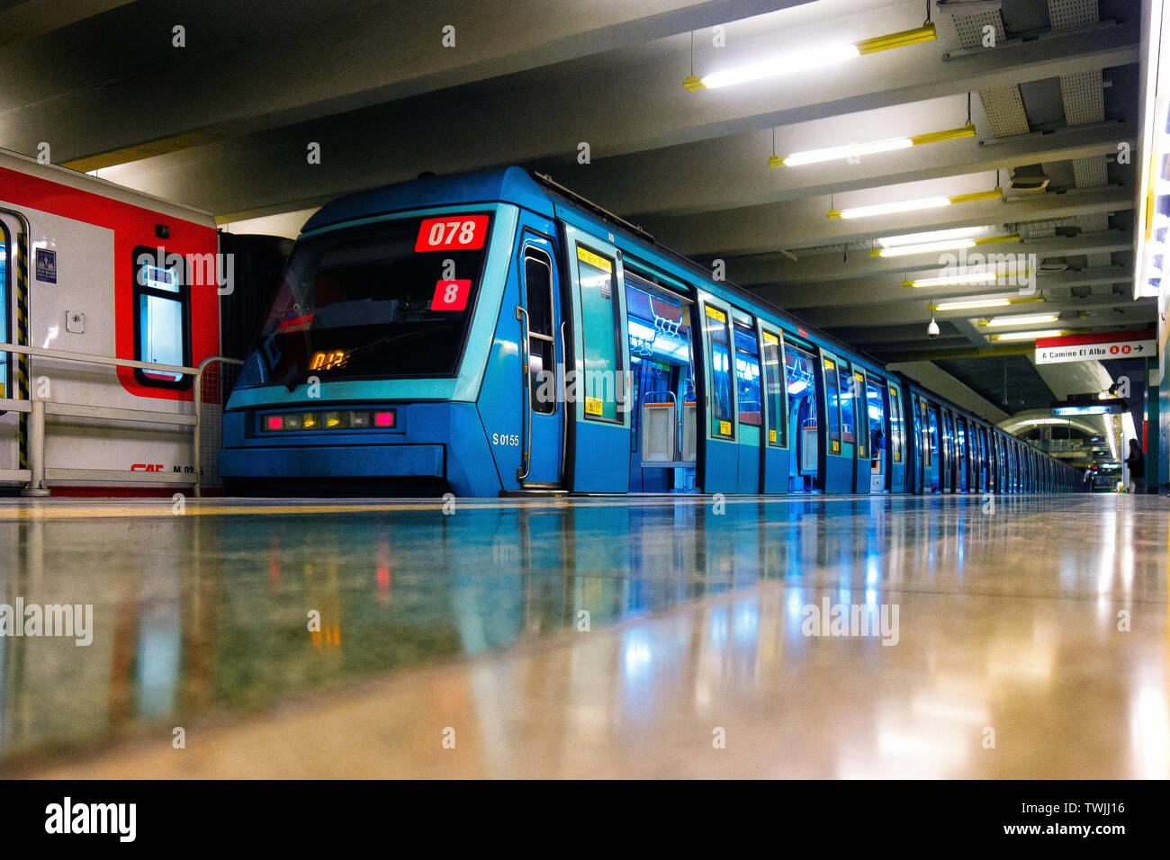 SANTIAGO, CHILE - MARCH 2017: Two Metro de Santiago trains on Los ...