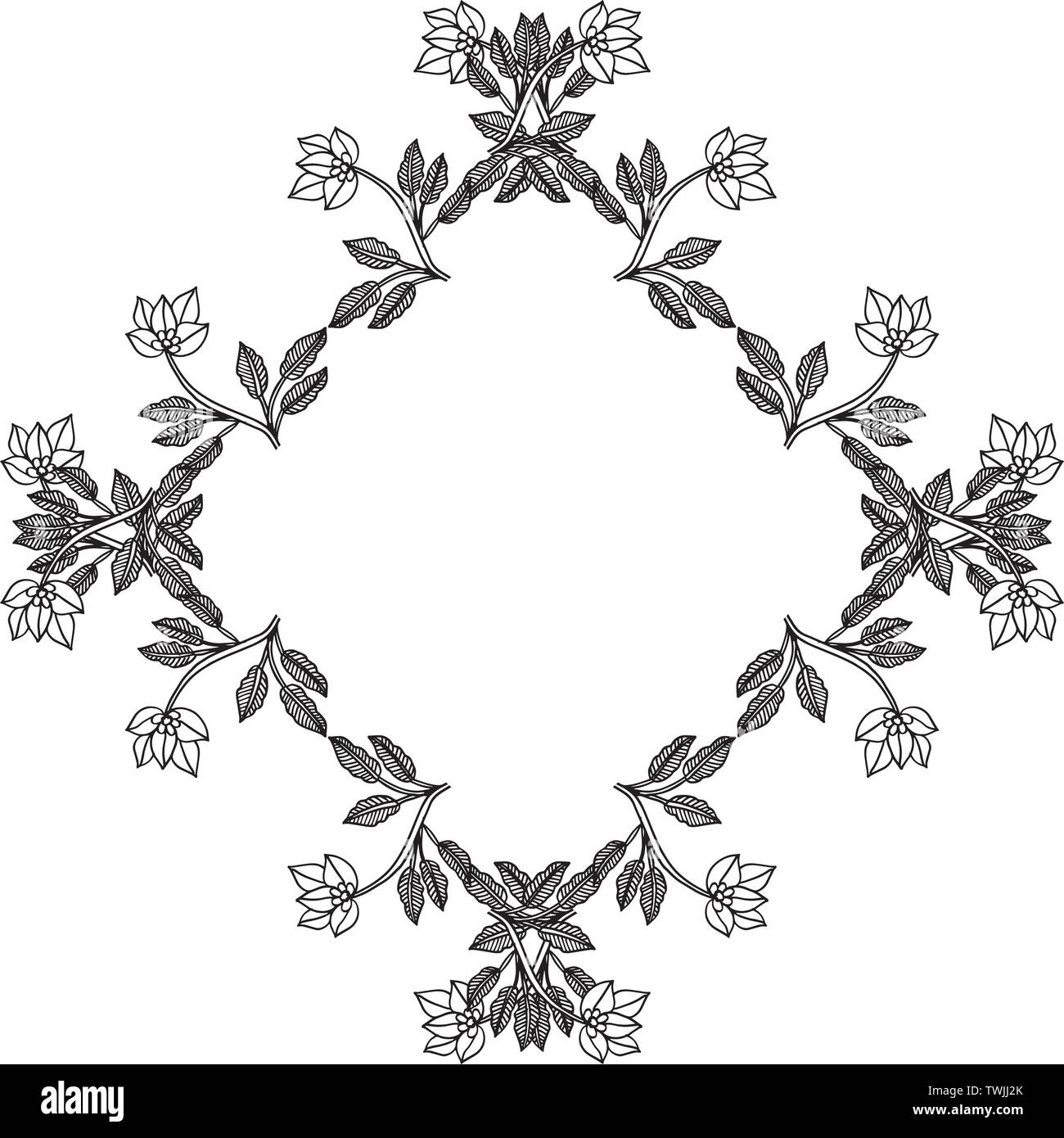 Vector illustration decoration art with drawing elegant flower frame ...