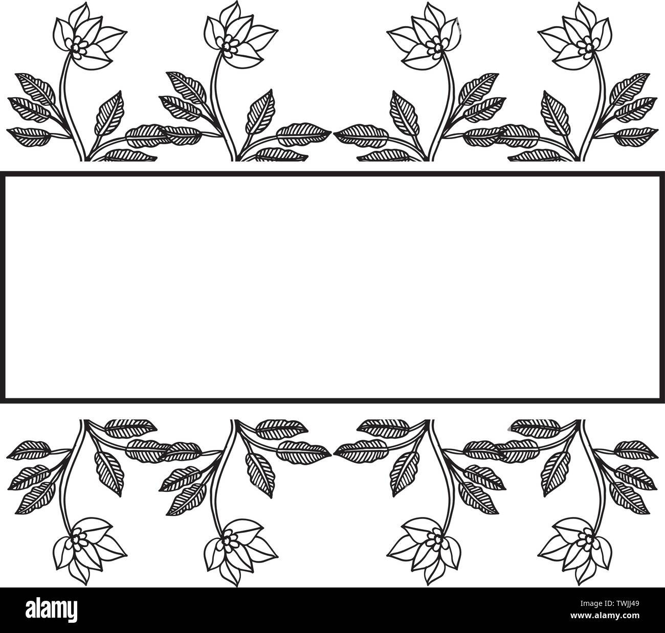 Vector illustration decoration art with drawing elegant flower frame ...