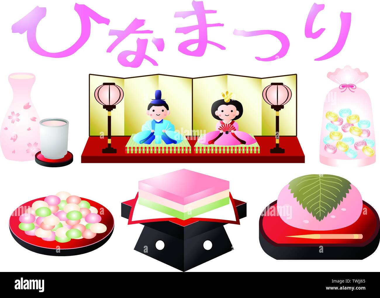 This Is An Illustration Set Of Festivals For Japanese Girls Called
