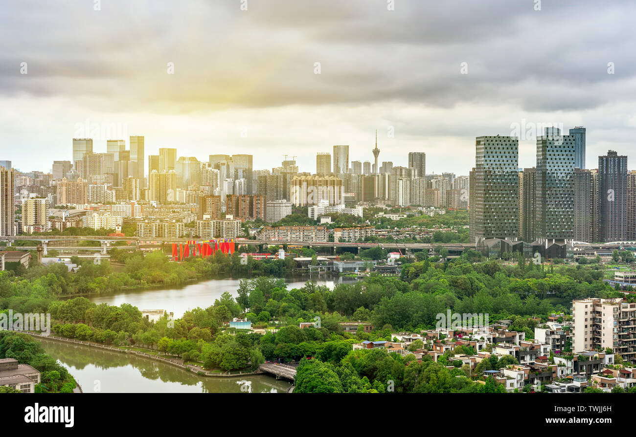 Chengdu central skyline Stock Photo - Alamy