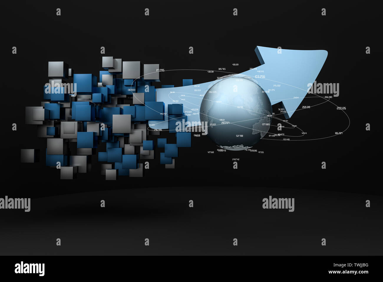Three-dimensional rendering, arrow model creative background, direction ...