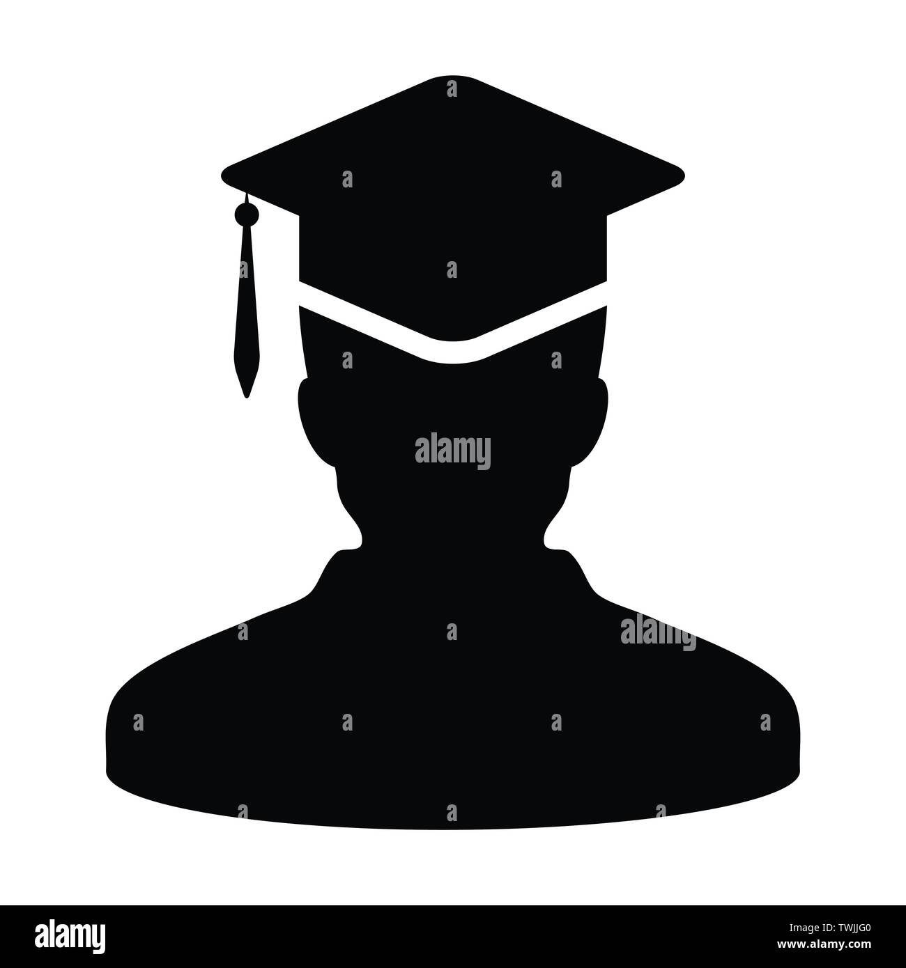 College icon vector male student person profile avatar with mortar ...