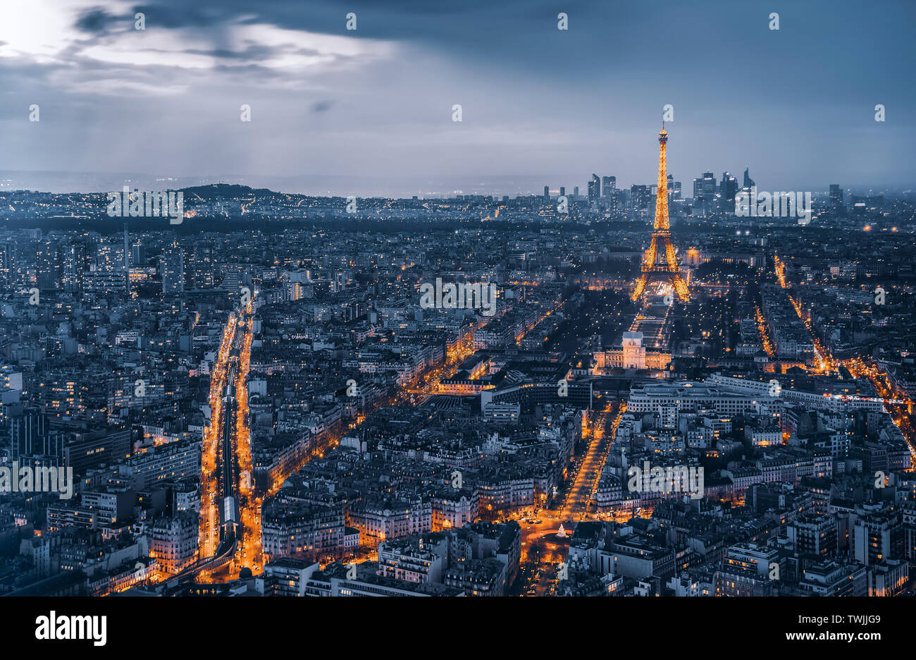 Night view of Paris city Stock Photo - Alamy