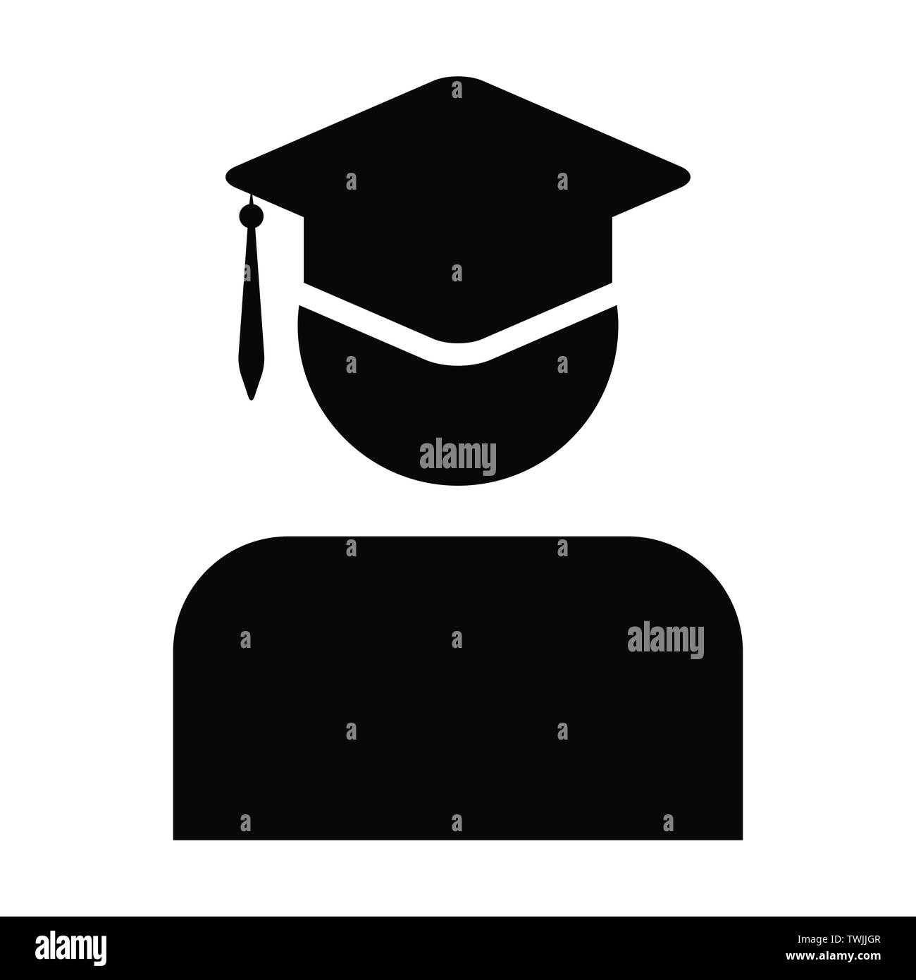 Degree icon vector male student person profile avatar with mortar board ...
