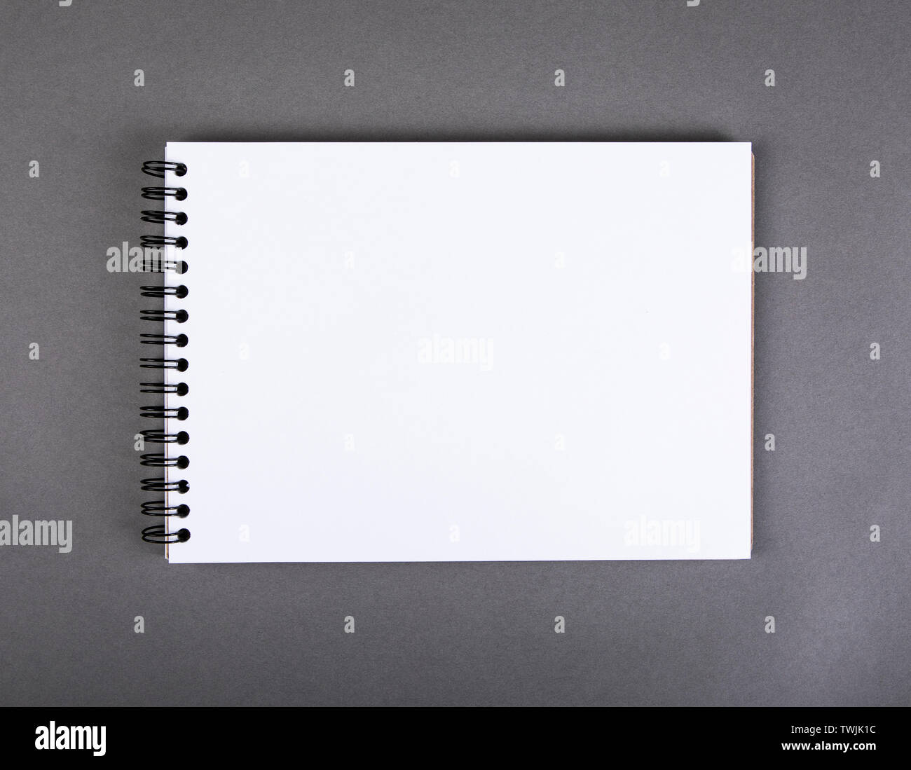Top view image of open notebook with blank pages Stock Photo - Alamy