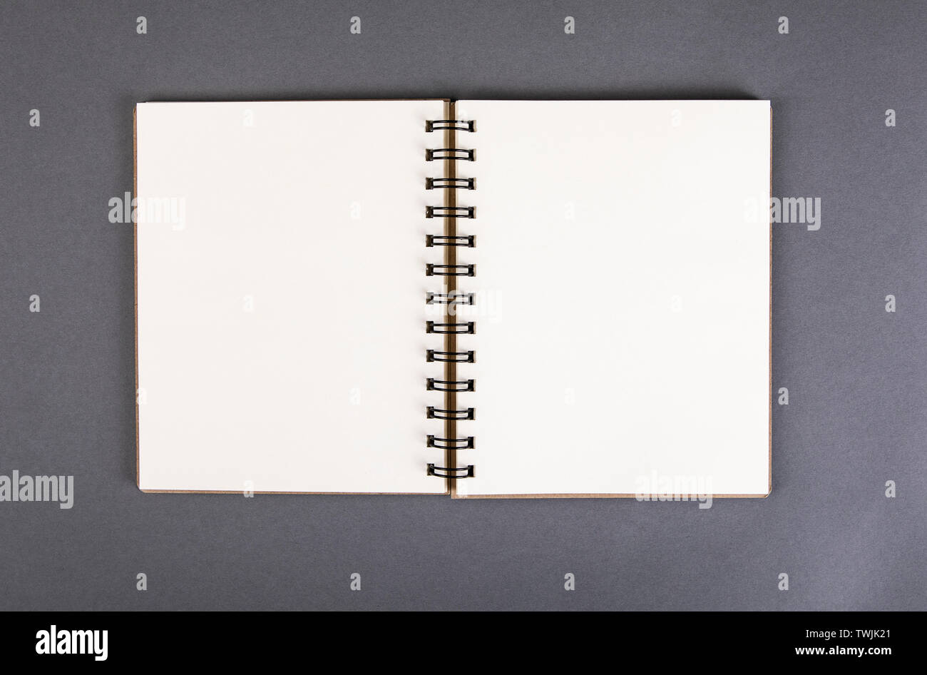Top view image of open notebook with blank pages Stock Photo - Alamy