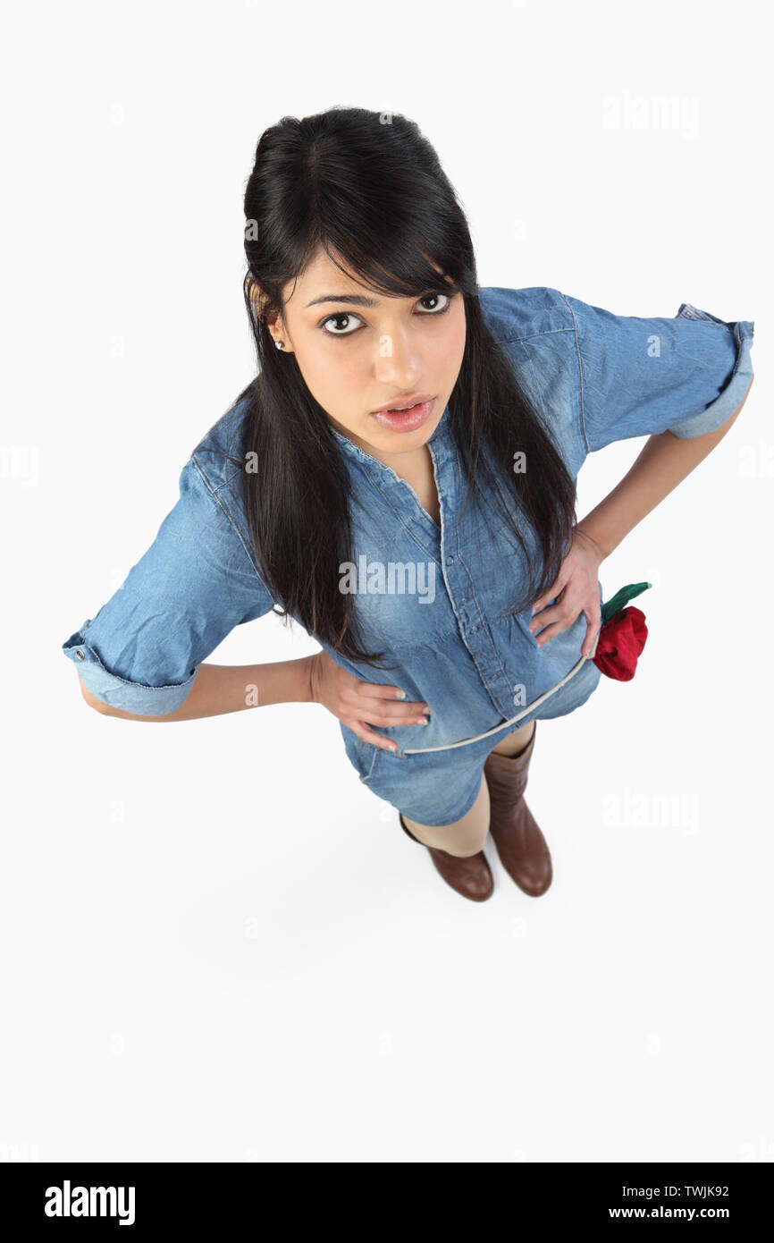 Confident woman standing arms akimbo Cut Out Stock Images & Pictures ...