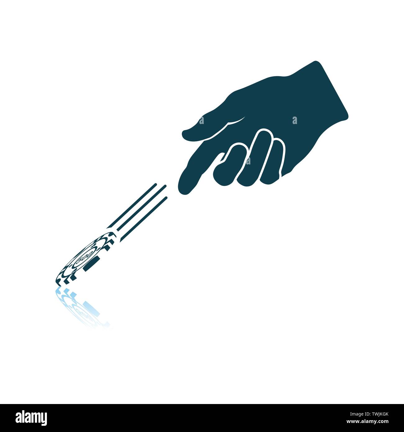 Hand Throwing Gamble Chips Icon. Shadow Reflection Design. Vector ...