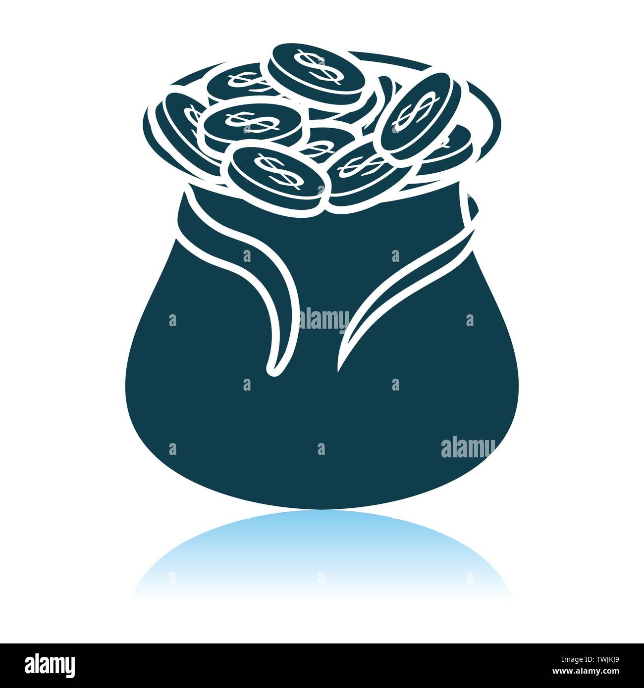 Open Money Bag Icon. Shadow Reflection Design. Vector Illustration ...