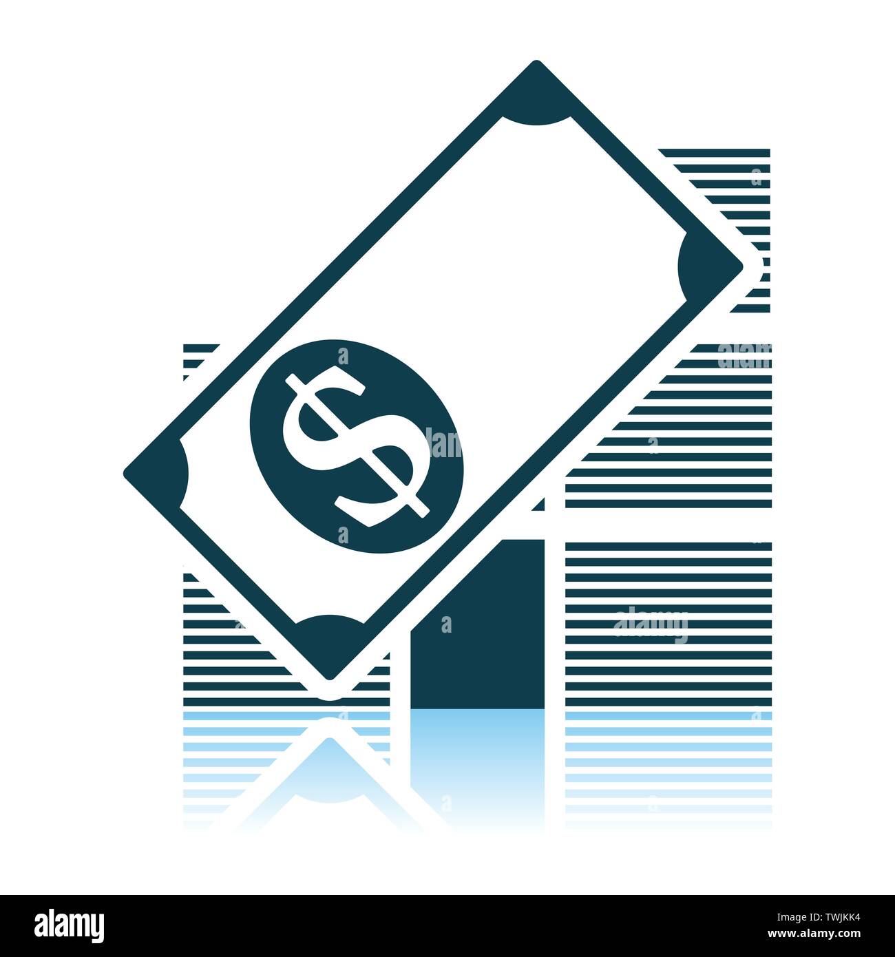 Stack Of Banknotes Icon. Shadow Reflection Design. Vector Illustration ...