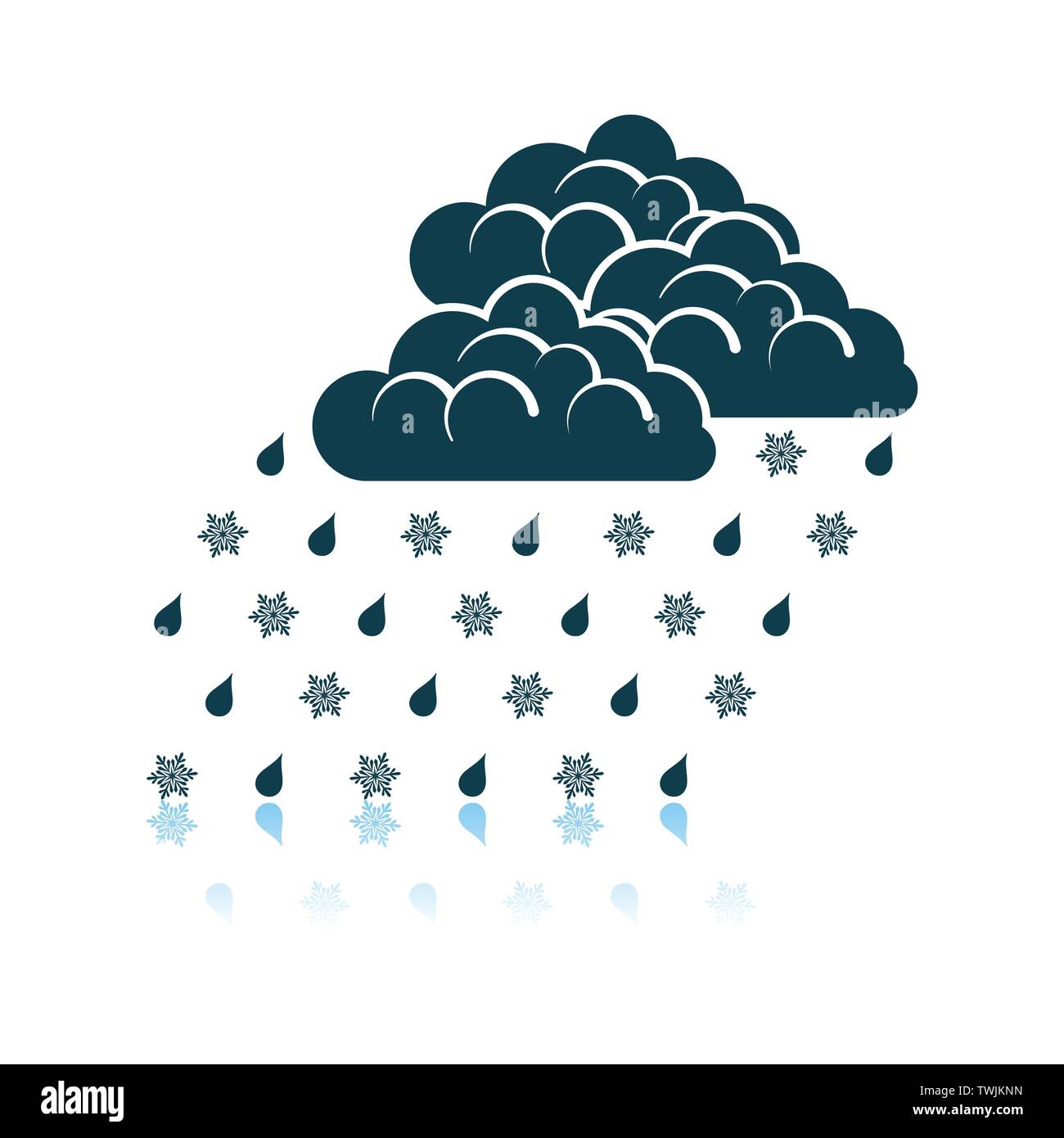 Rain With Snow Icon. Shadow Reflection Design. Vector Illustration ...