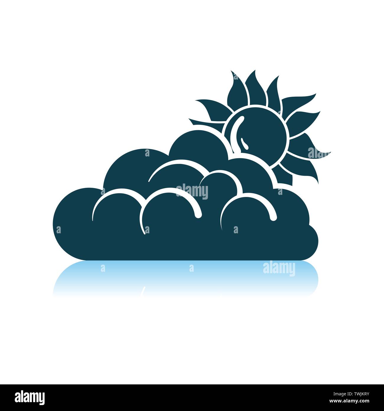 Sun Behind Clouds Icon. Shadow Reflection Design. Vector Illustration ...