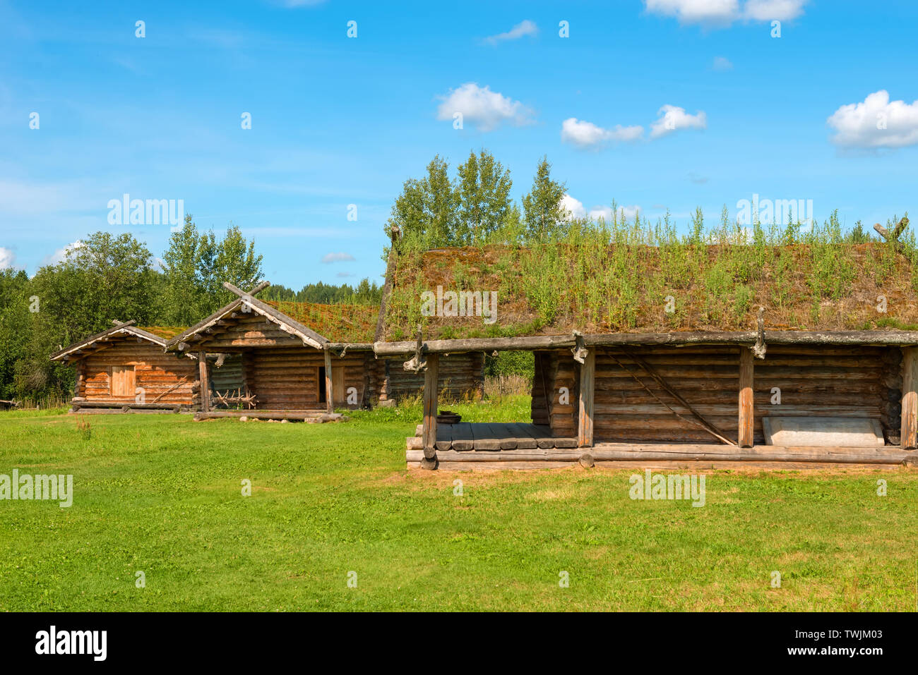 Residential houses of the Slavic village of the tenth century Stock ...