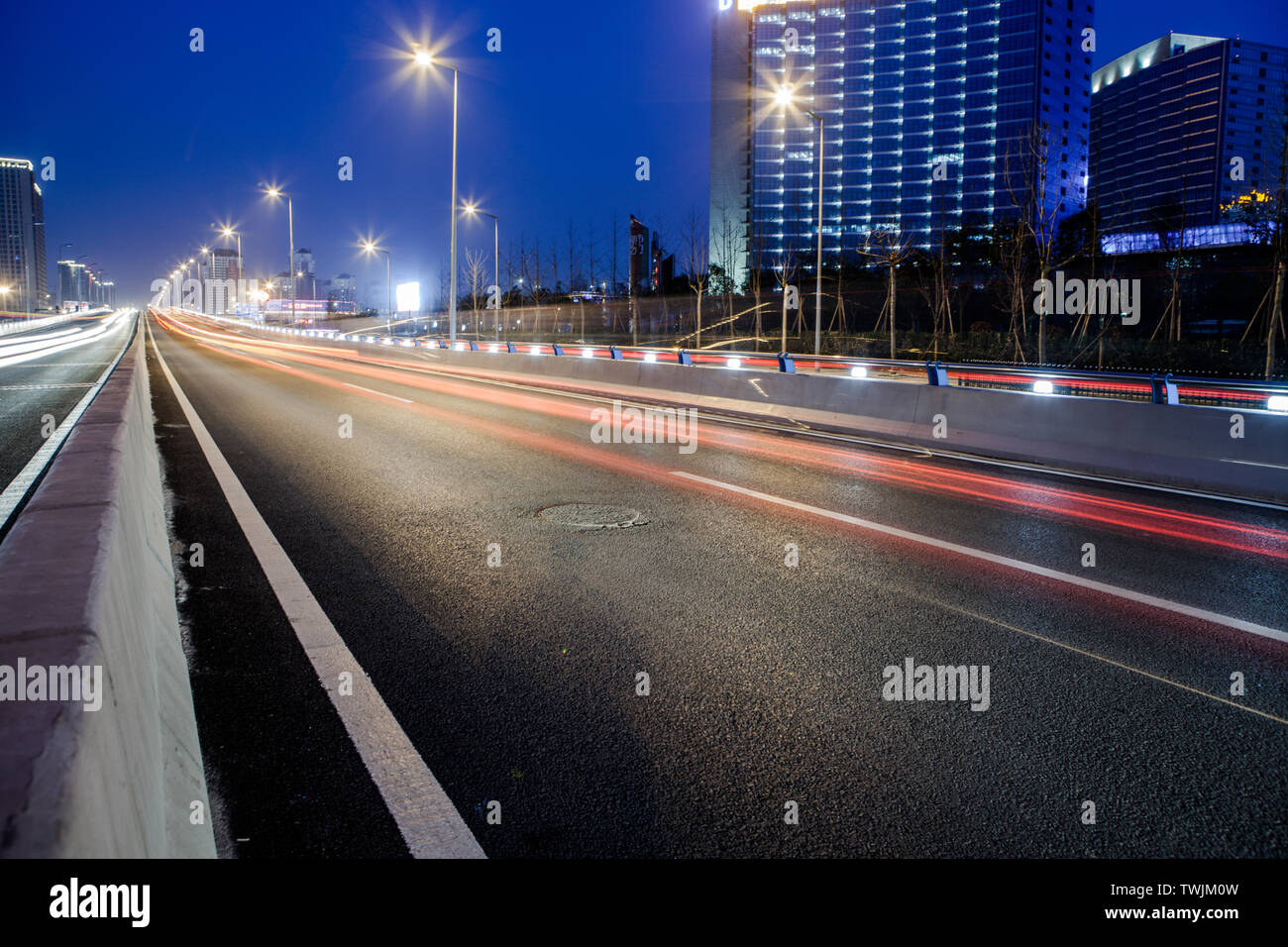 City Night Road Stock Photo - Alamy