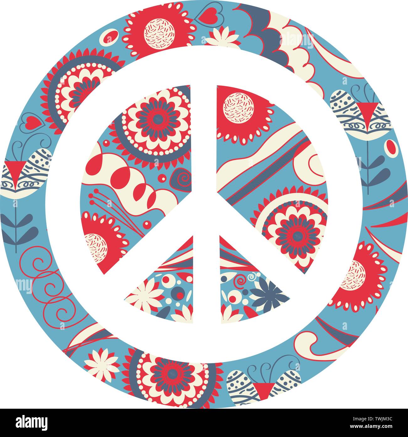 Colorful abstract floral peace and love sign. Vector image for design ...