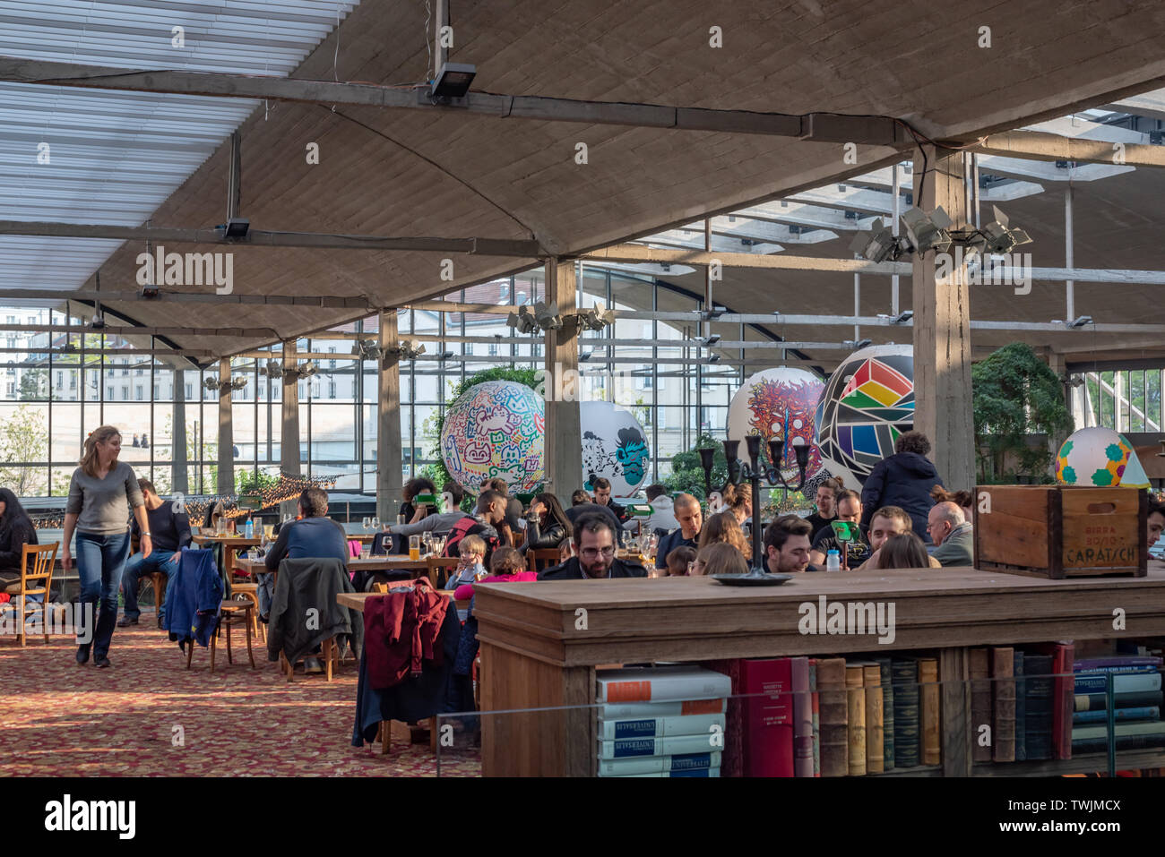 Paris, France - April 15, 2019 : People in La Felicita italian Bar ...
