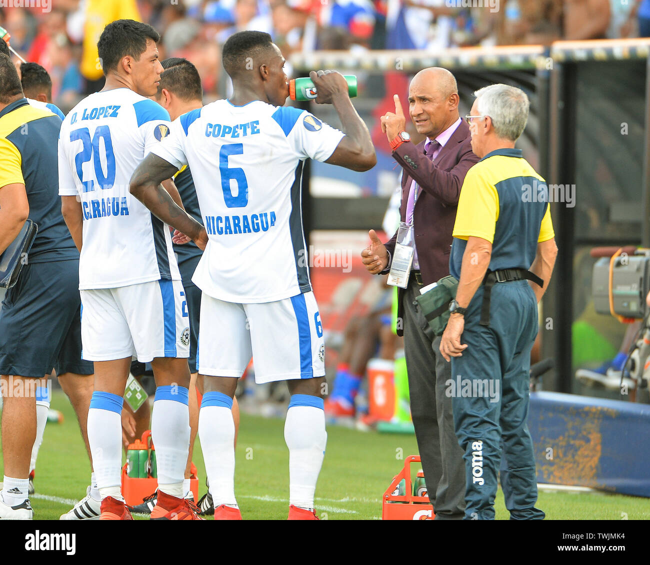 Frisco, TX, USA. 20th June, 2019. Nicaragua Head Coach, Henry Duarte ...