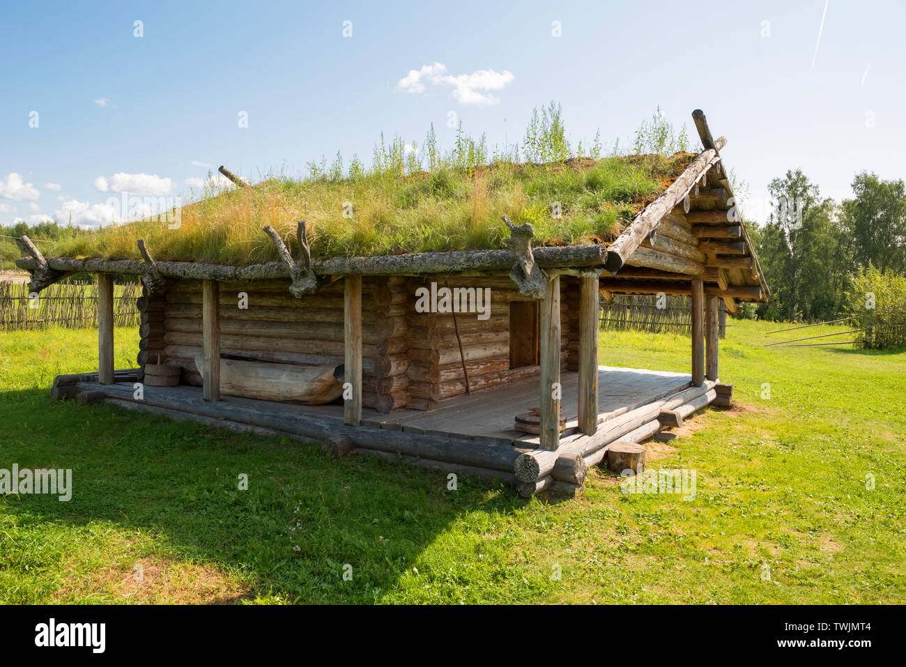 Residential houses of the Slavic village of the tenth century Stock ...