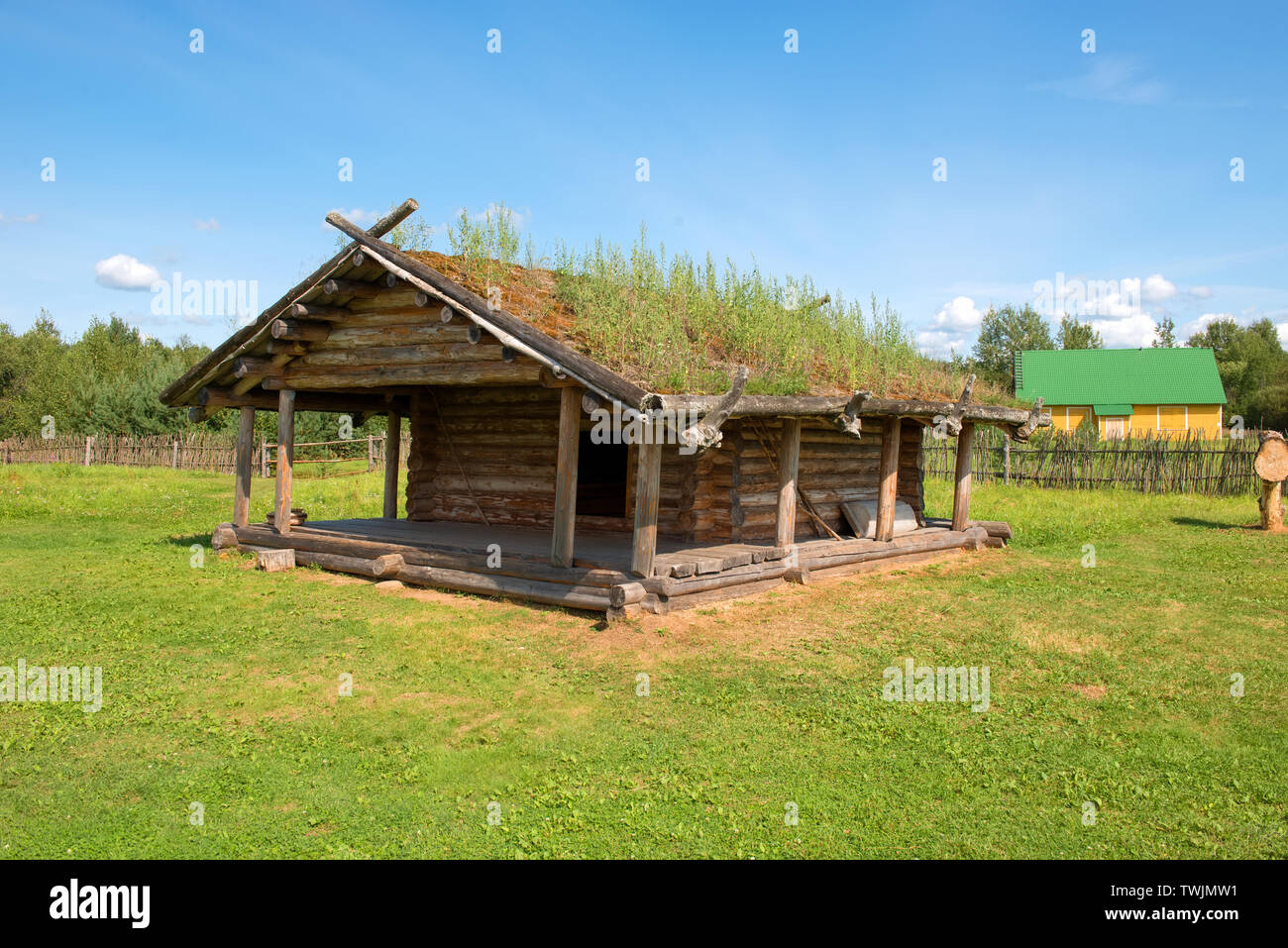 Residential houses of the Slavic village of the tenth century Stock ...