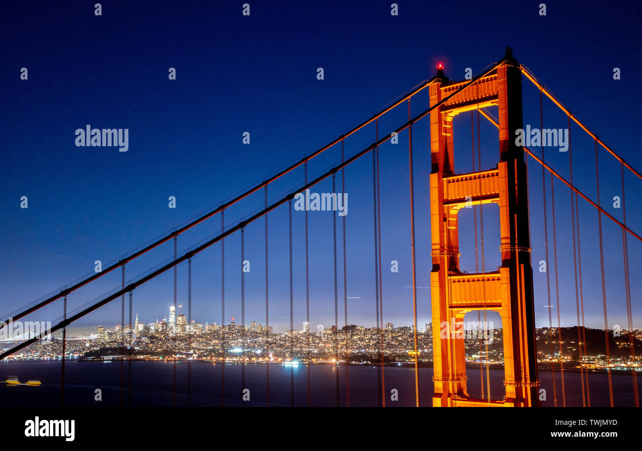 San Francisco Golden Gate Bridge and City Skyline Over the Bay Stock ...