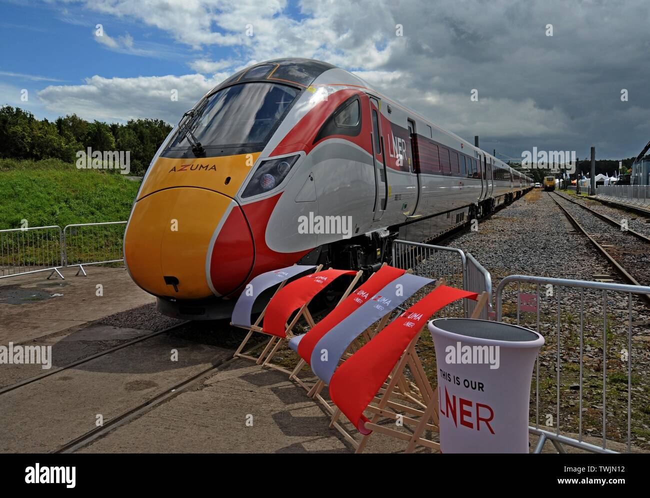 The new LNER Azuma 800 class Intercity Express train on display at Rail ...