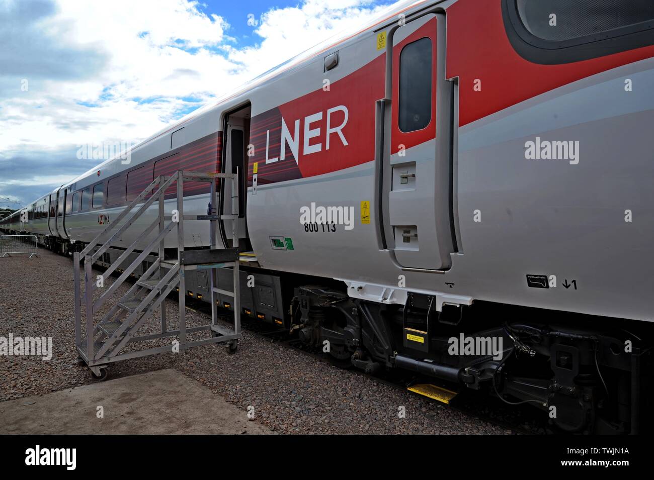 The new LNER Azuma 800 class Intercity Express train on display at Rail ...