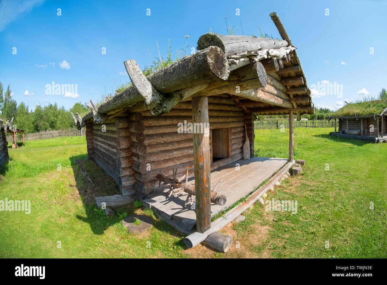 Residential houses of the Slavic village of the tenth century Stock ...
