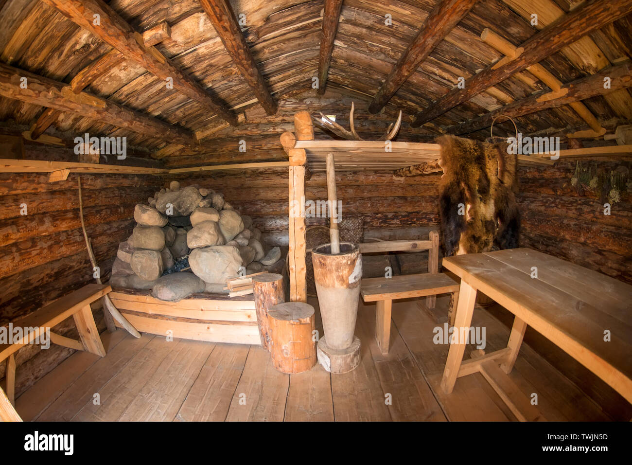 The interior of the tenth century peasant house Stock Photo - Alamy