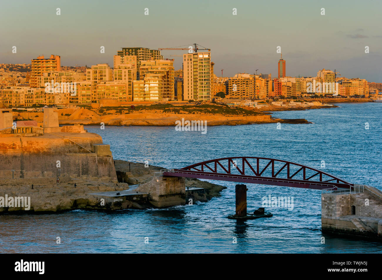 Valletta Malta Mediterranean bridge city entrance port Stock Photo - Alamy