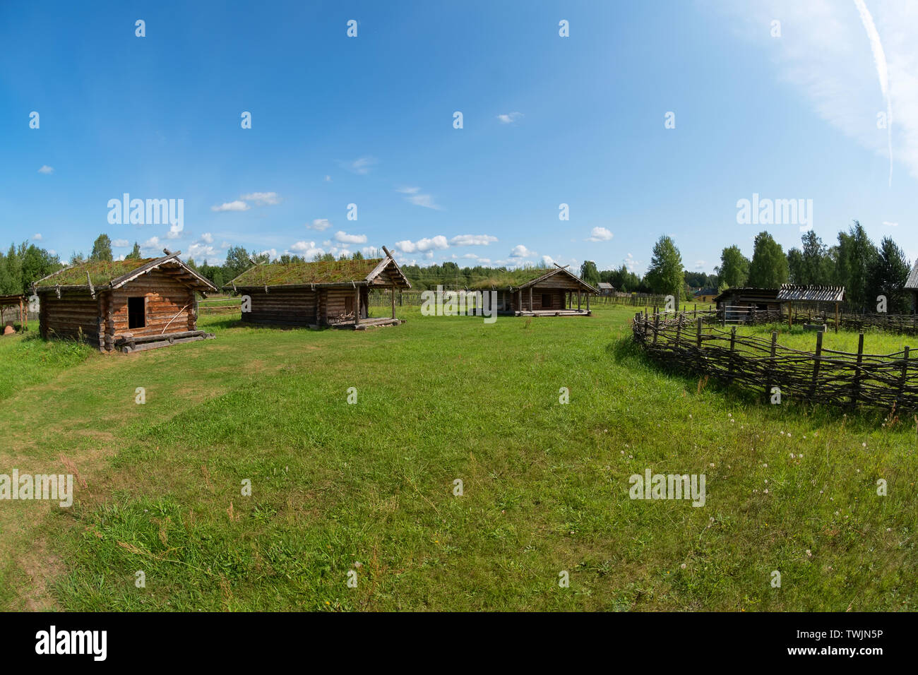 Residential houses of the Slavic village of the tenth century Stock ...