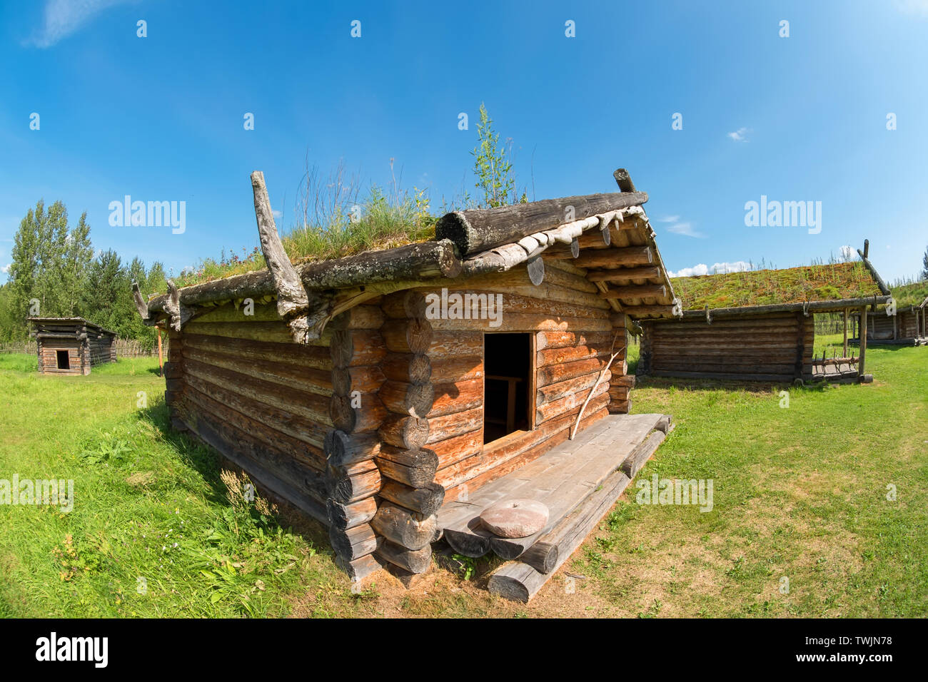 Residential houses of the Slavic village of the tenth century Stock ...