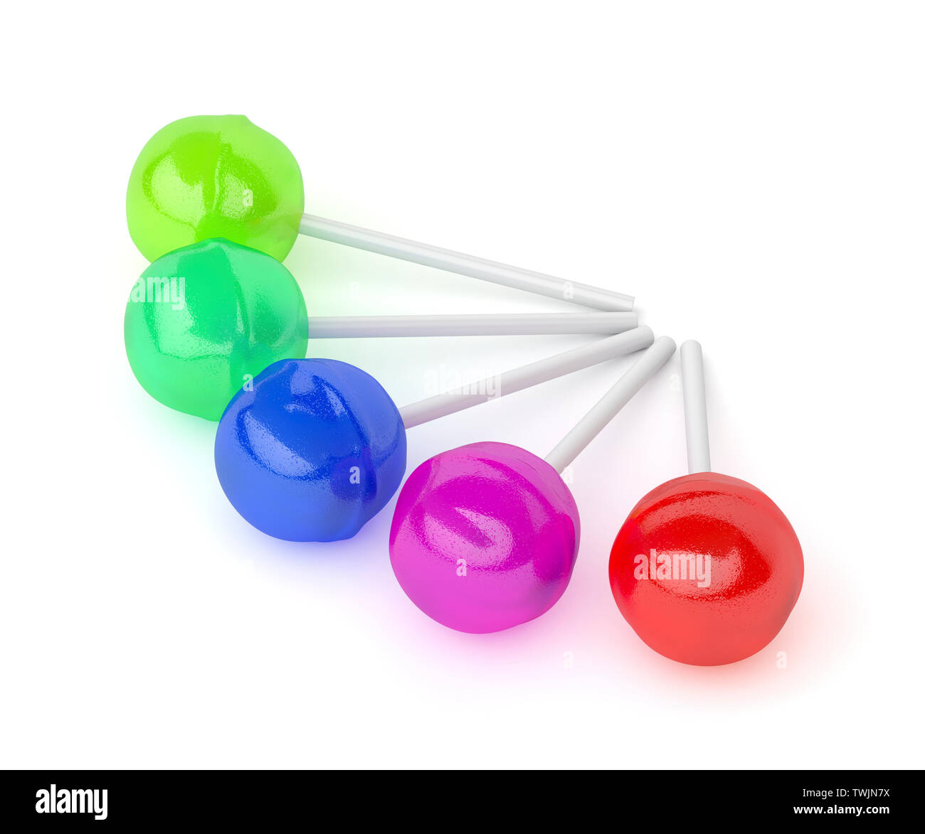 Group of lollipops with different colors and flavors on white ...