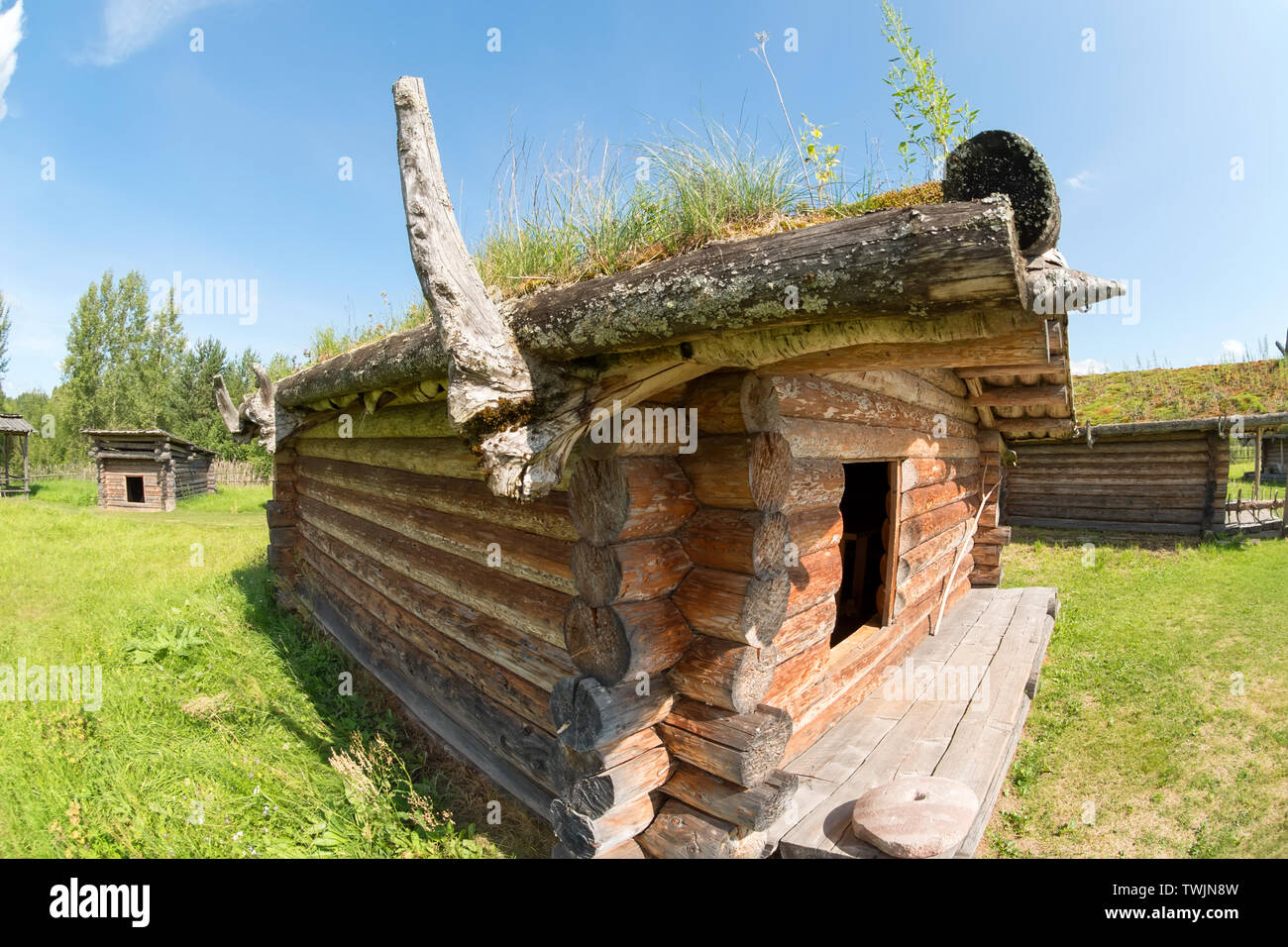 Residential houses of the Slavic village of the tenth century Stock ...