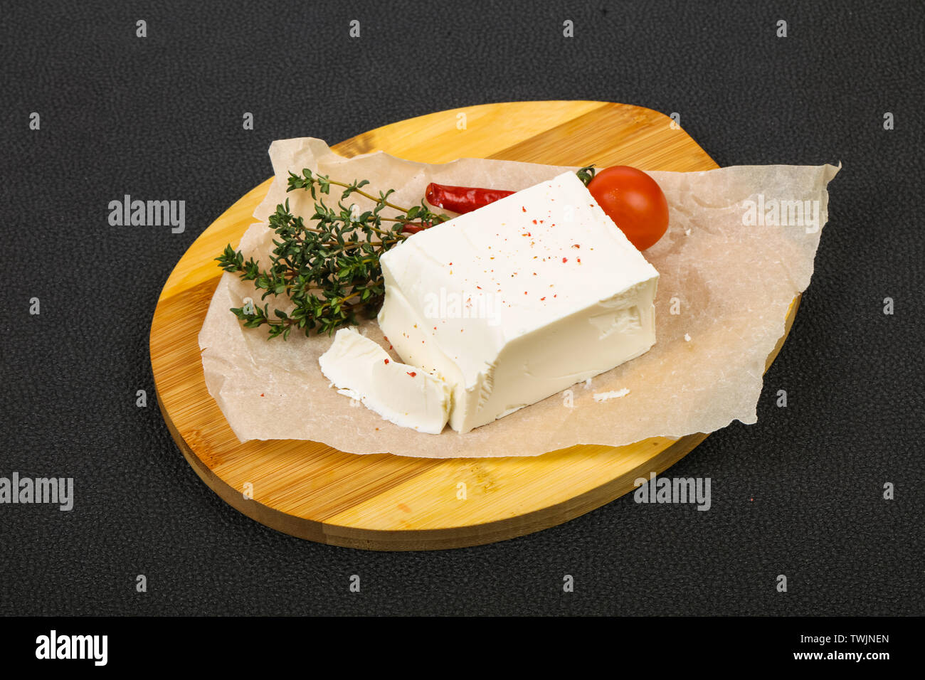 Traditional Feta Cheese served thyme Stock Photo - Alamy