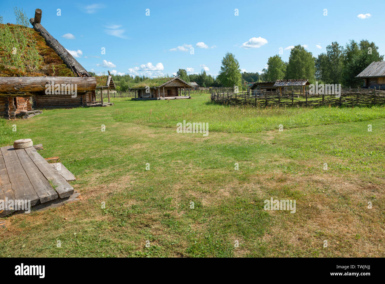 Residential houses of the Slavic village of the tenth century Stock ...