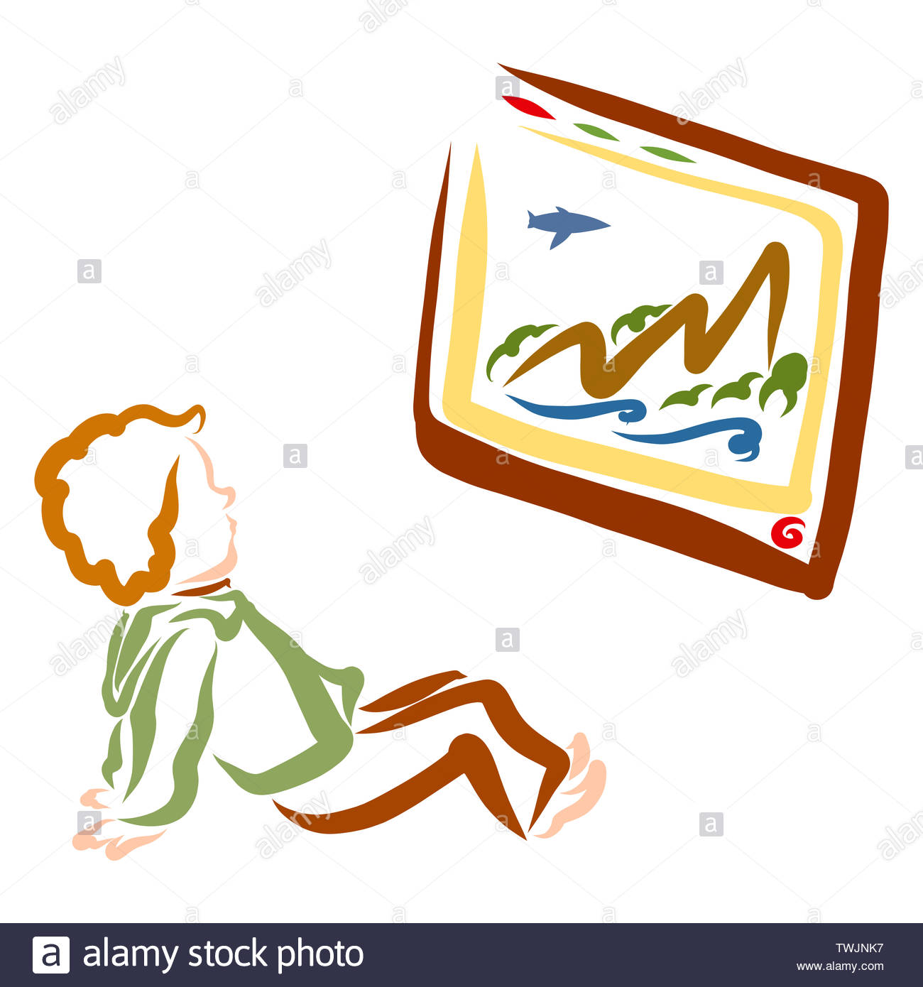 Cartoon People Watching Screen Stock Photos & Cartoon People Watching ...
