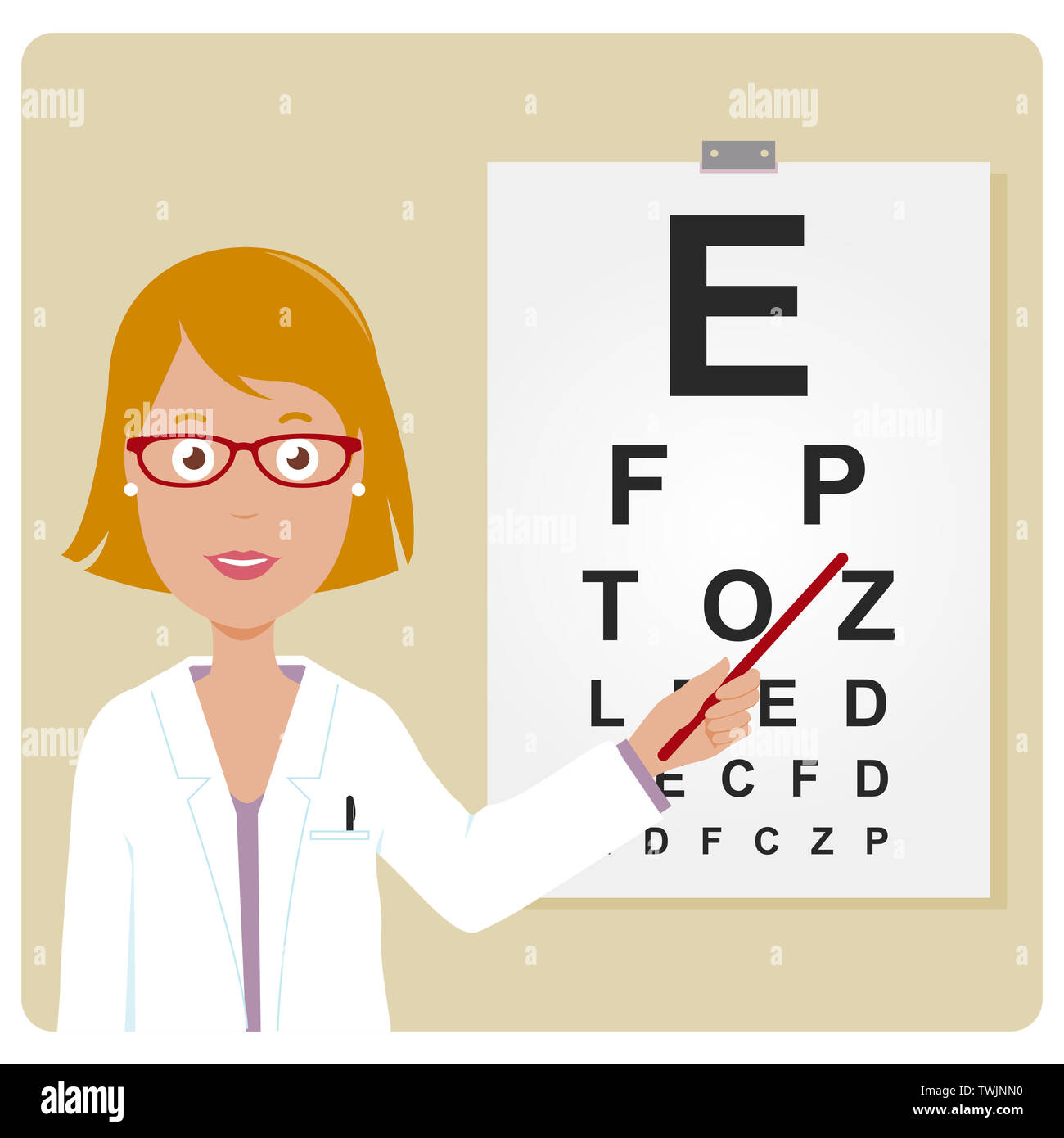 Woman and snellen chart Cut Out Stock Images & Pictures - Alamy