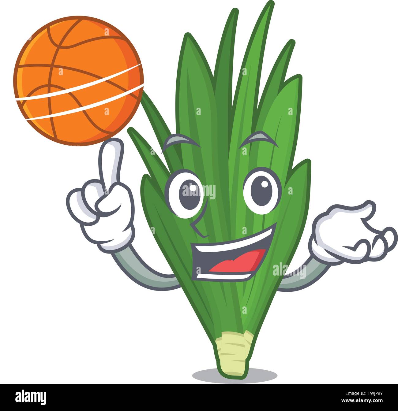 With basketball pandan leaves isolated in the cartoon Stock Vector ...