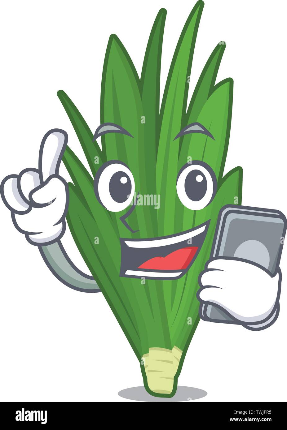 With phone pandan leaves isolated in the cartoon Stock Vector Image ...