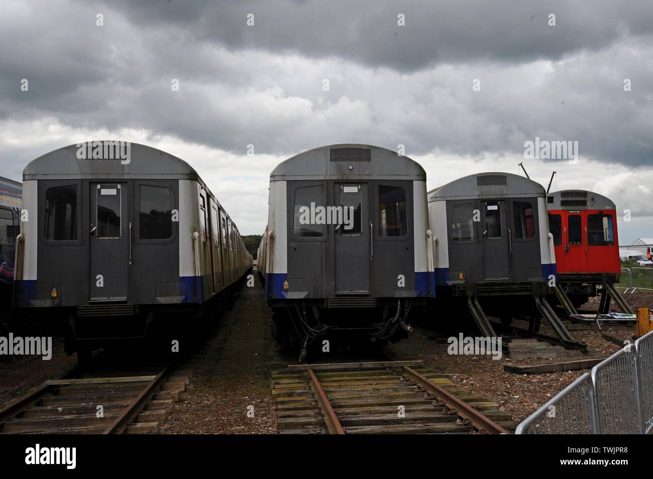Redundant London Underground D stock tube trains in storage at Long ...