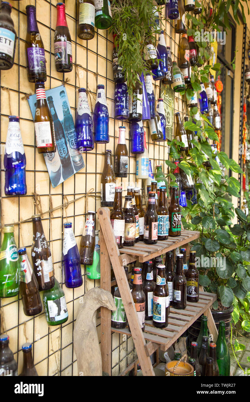 Beer bottle wall Stock Photo - Alamy