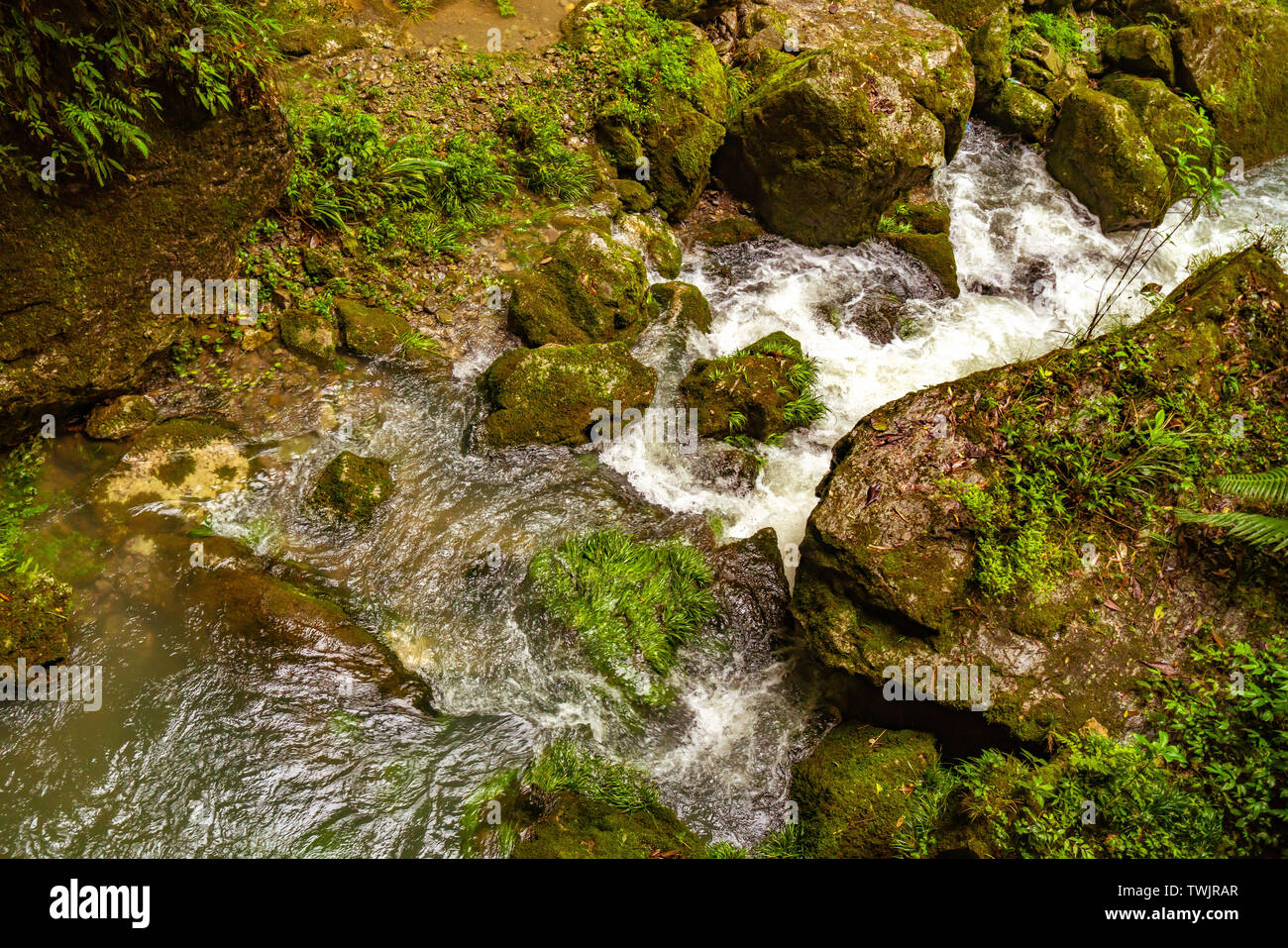 A stream at the seam of the Wulong Long Water Gorge Stock Photo - Alamy