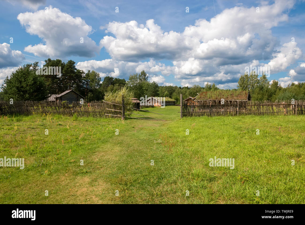 Residential houses of the Slavic village of the tenth century Stock ...