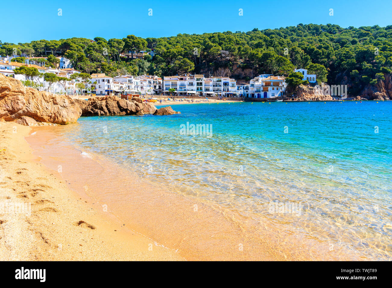 Amazing beach in Tamariu fishing village, Costa Brava, Spain Stock ...