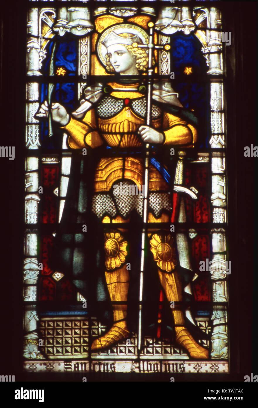 Stained glass window, St Alban, St Edmundsbury Cathedral Stock Photo ...